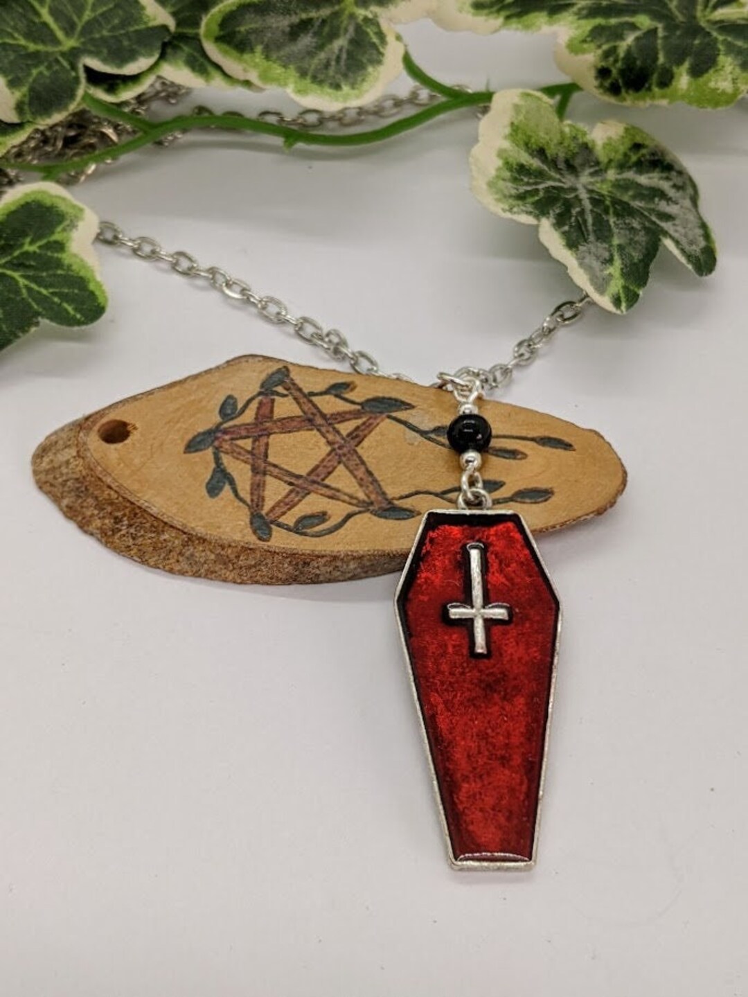 Clearance - Gothic Inverted Cross / Crucifix Red Enamelled Coffin ...