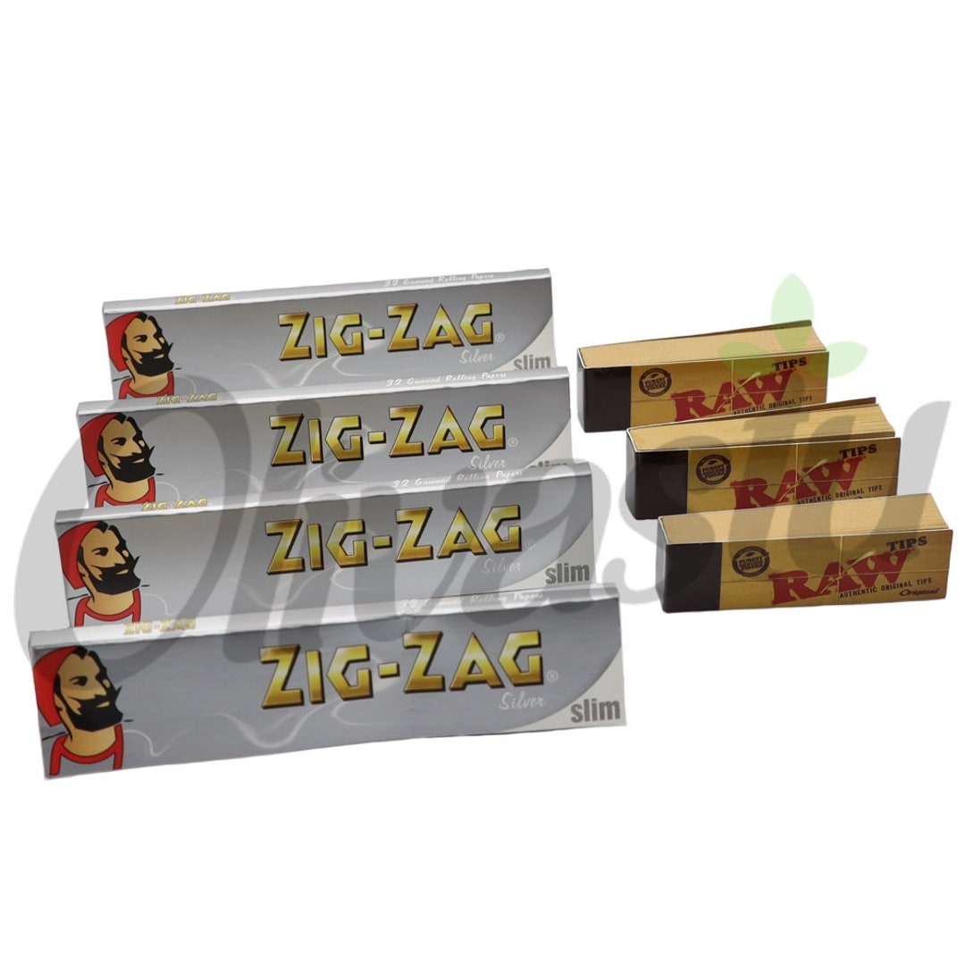 4 X Zig Zag King Size Slim Ultra Silver Rolling Papers With 3 Raw ...