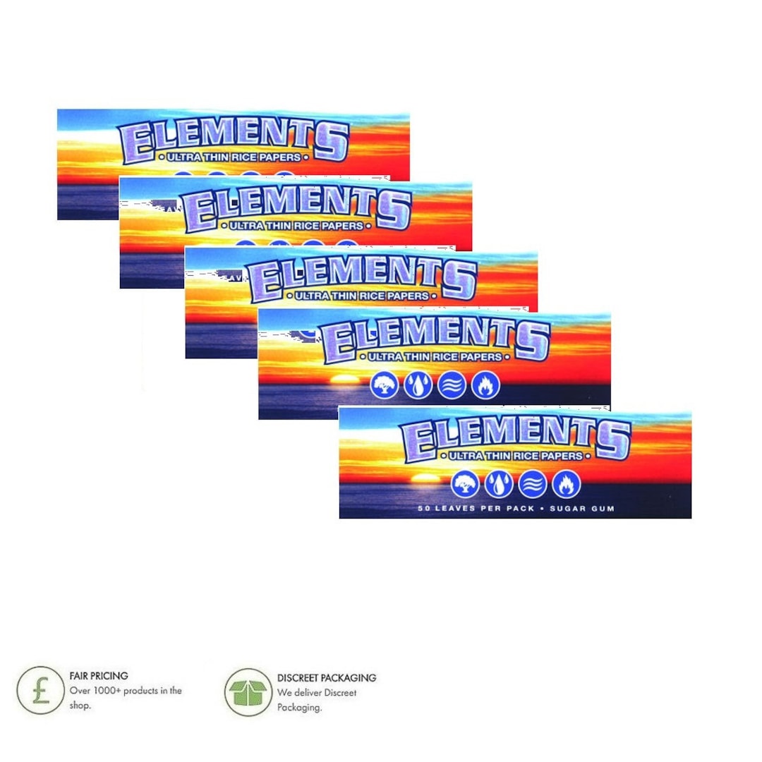 5 X Elements SINGLE WIDE Rolling Papers - Etsy