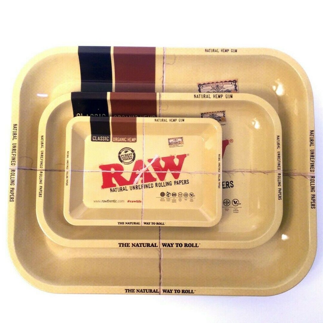 RAW Mini Small Medium & Large Classic Metal Collectors Rolling Tray ...