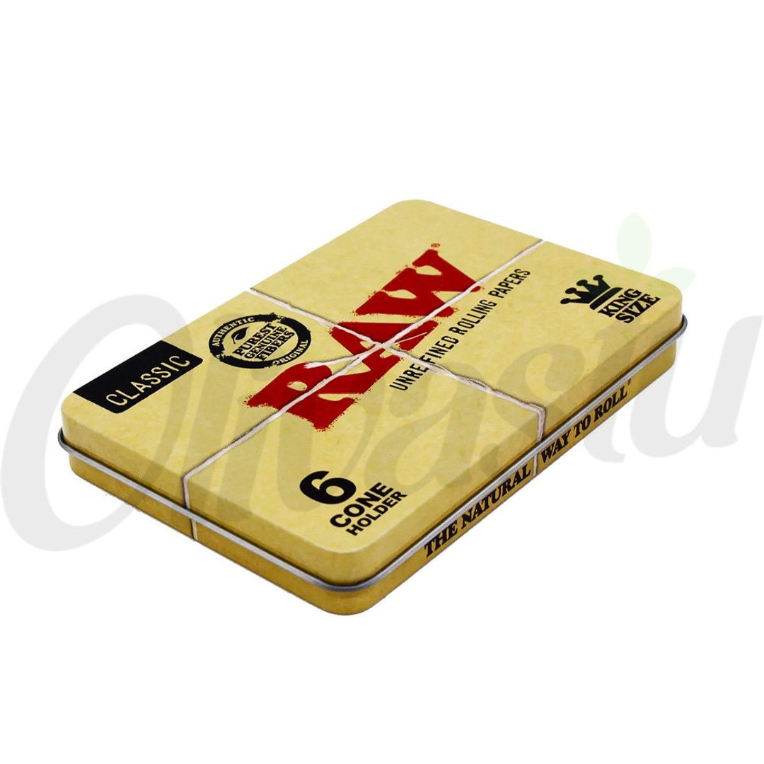 RAW Tin Cone Case for 6 King Size Cones Metal Rolling Smoking Travel ...