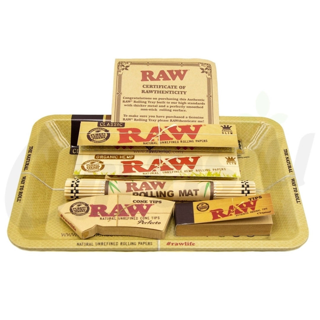 RAW Mini Metal Rolling Tray King Size Rolling Papers Classic Organic ...