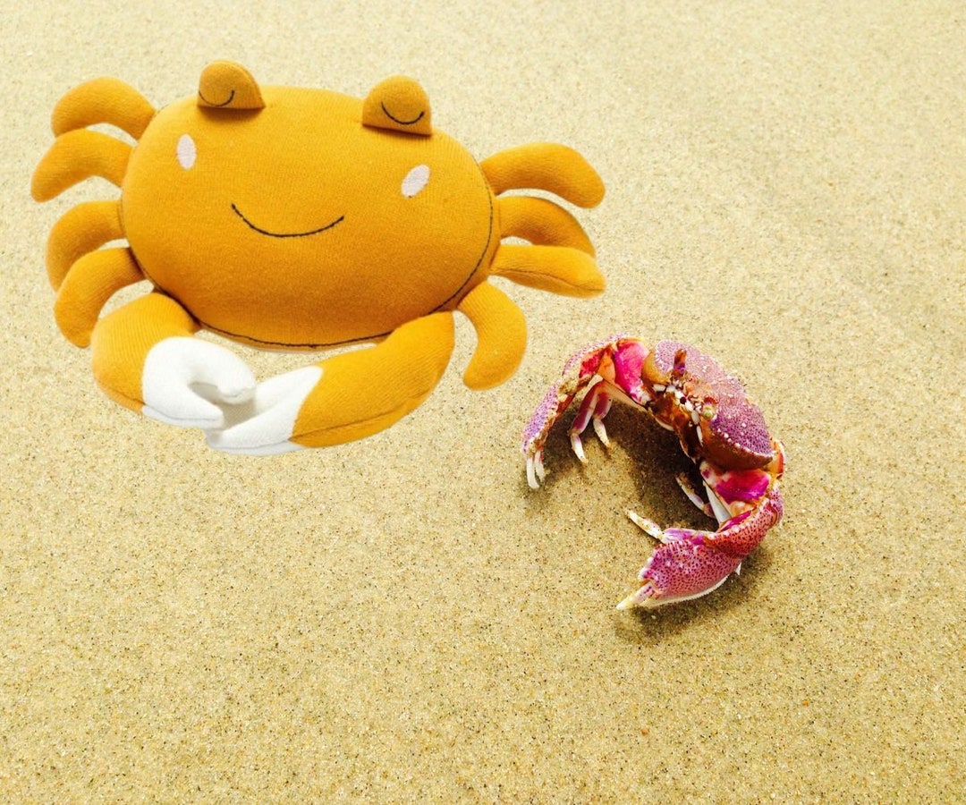 Organic Cotton Crab Soft Toy: Mustard Scandi Nursery Accessory - Etsy