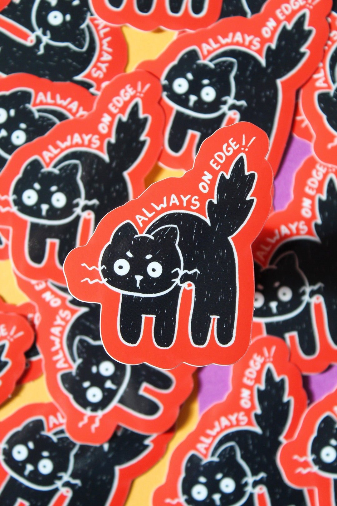 Always on Edge Scary Cat Vinyl Sticker die Cut Sticker Waterproof ...