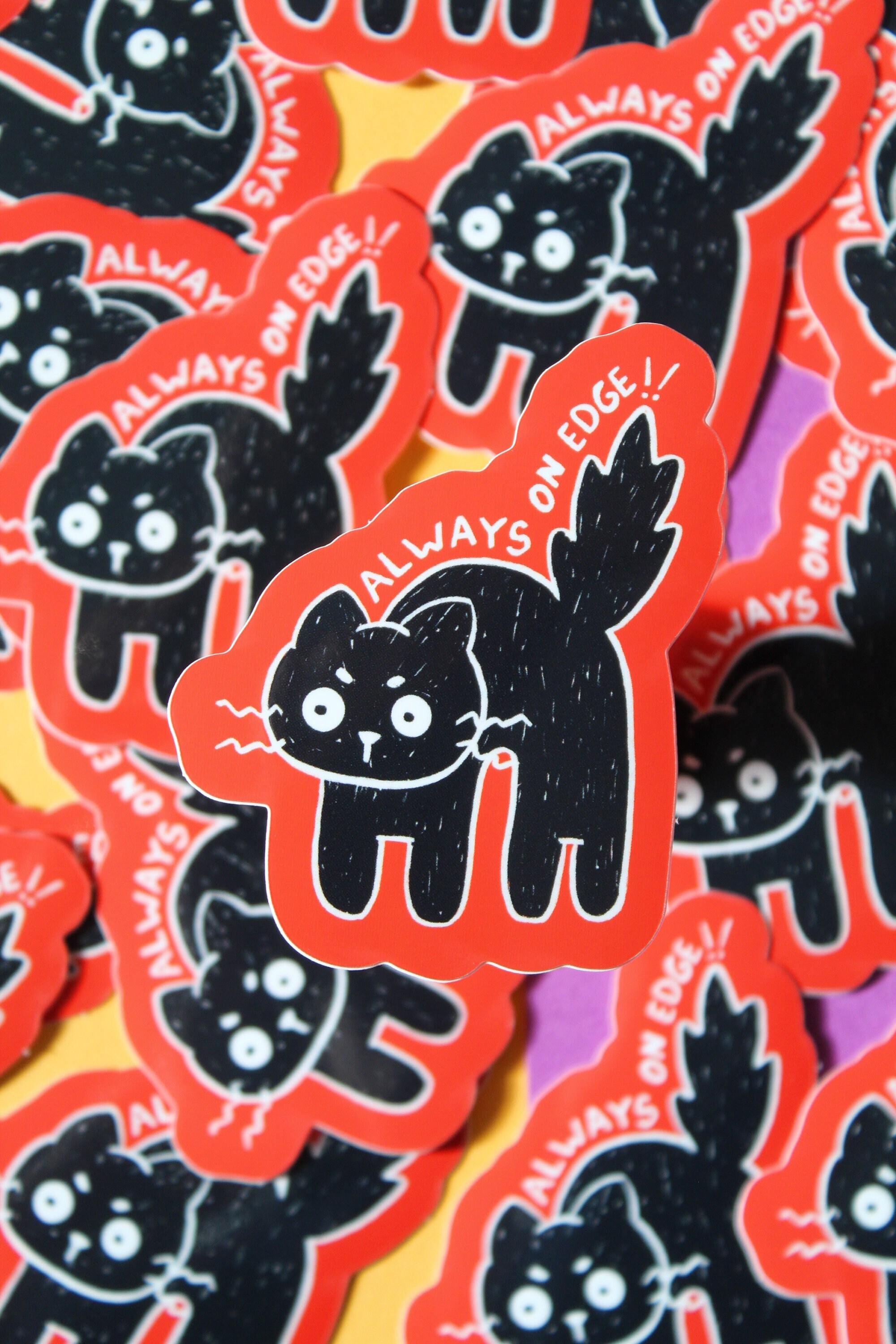 Always on Edge Scary Cat Vinyl Sticker die Cut Sticker - Etsy