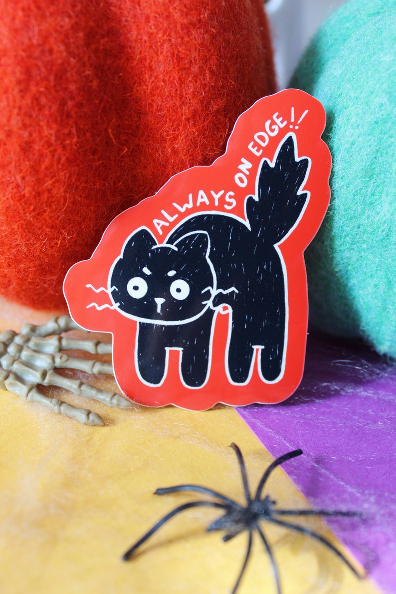 Always on Edge Scary Cat Vinyl Sticker die Cut Sticker - Etsy