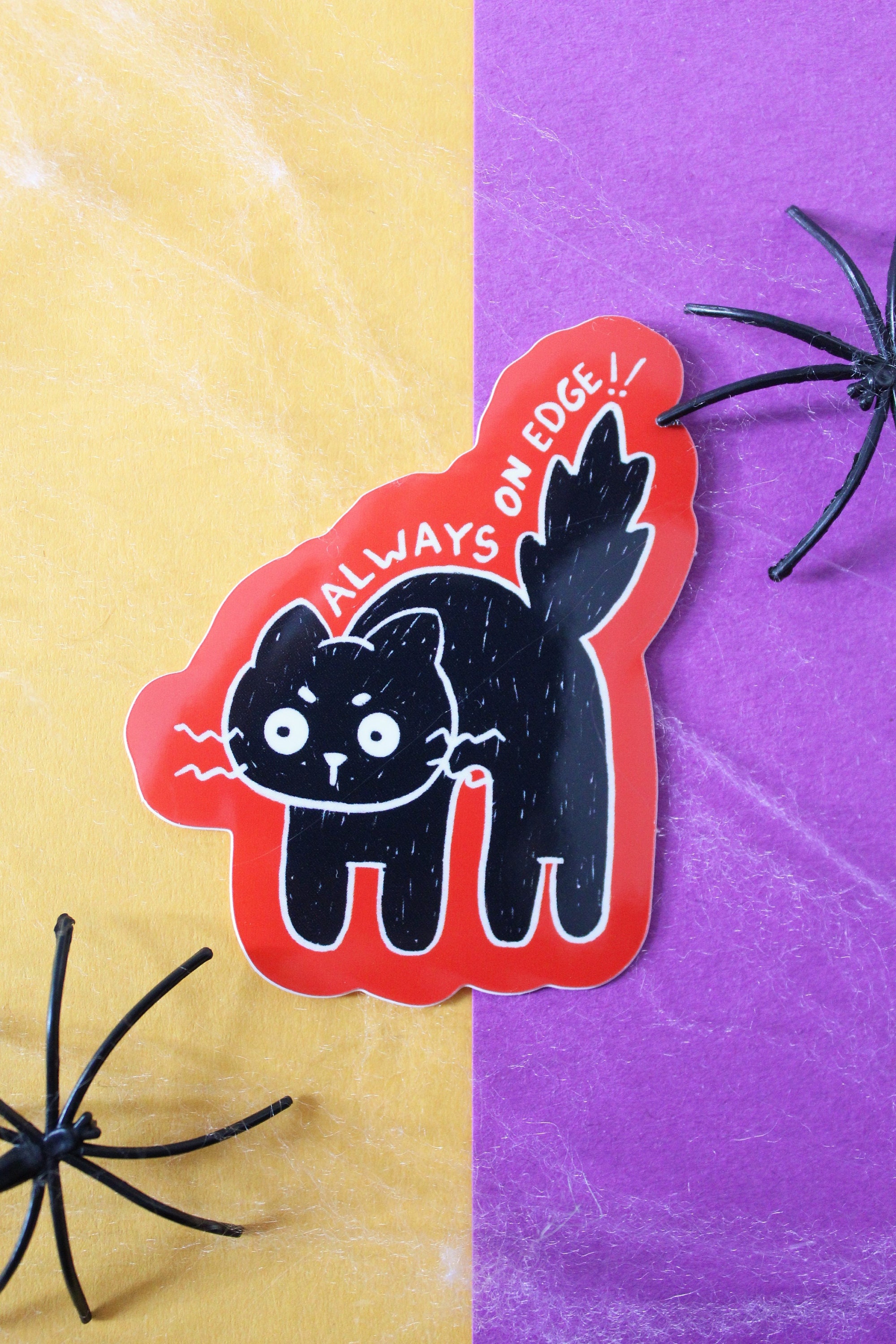 Always on Edge Scary Cat Vinyl Sticker die Cut Sticker - Etsy