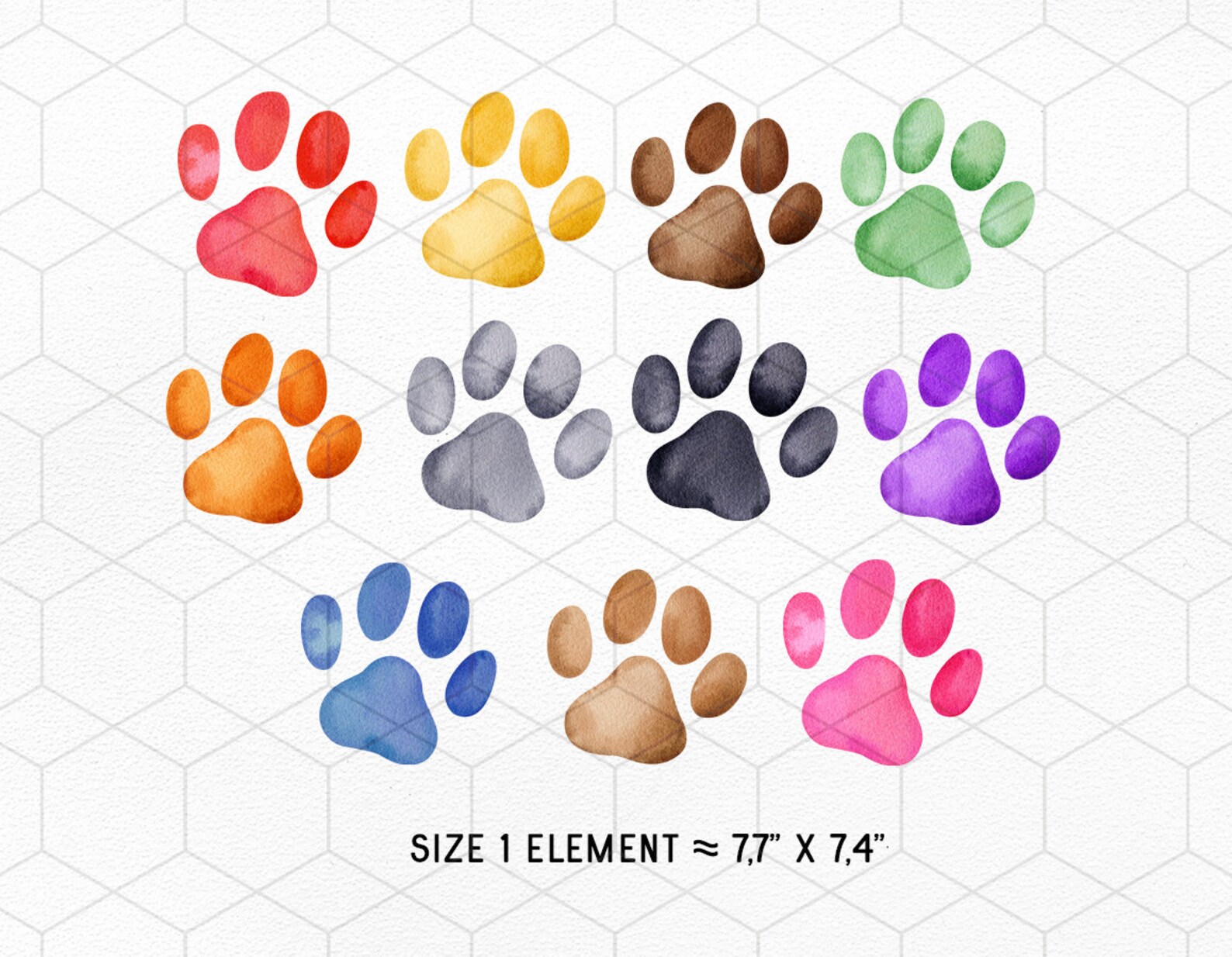 Watercolor paw print png Cat & Dog paw print clipart Pet paw | Etsy