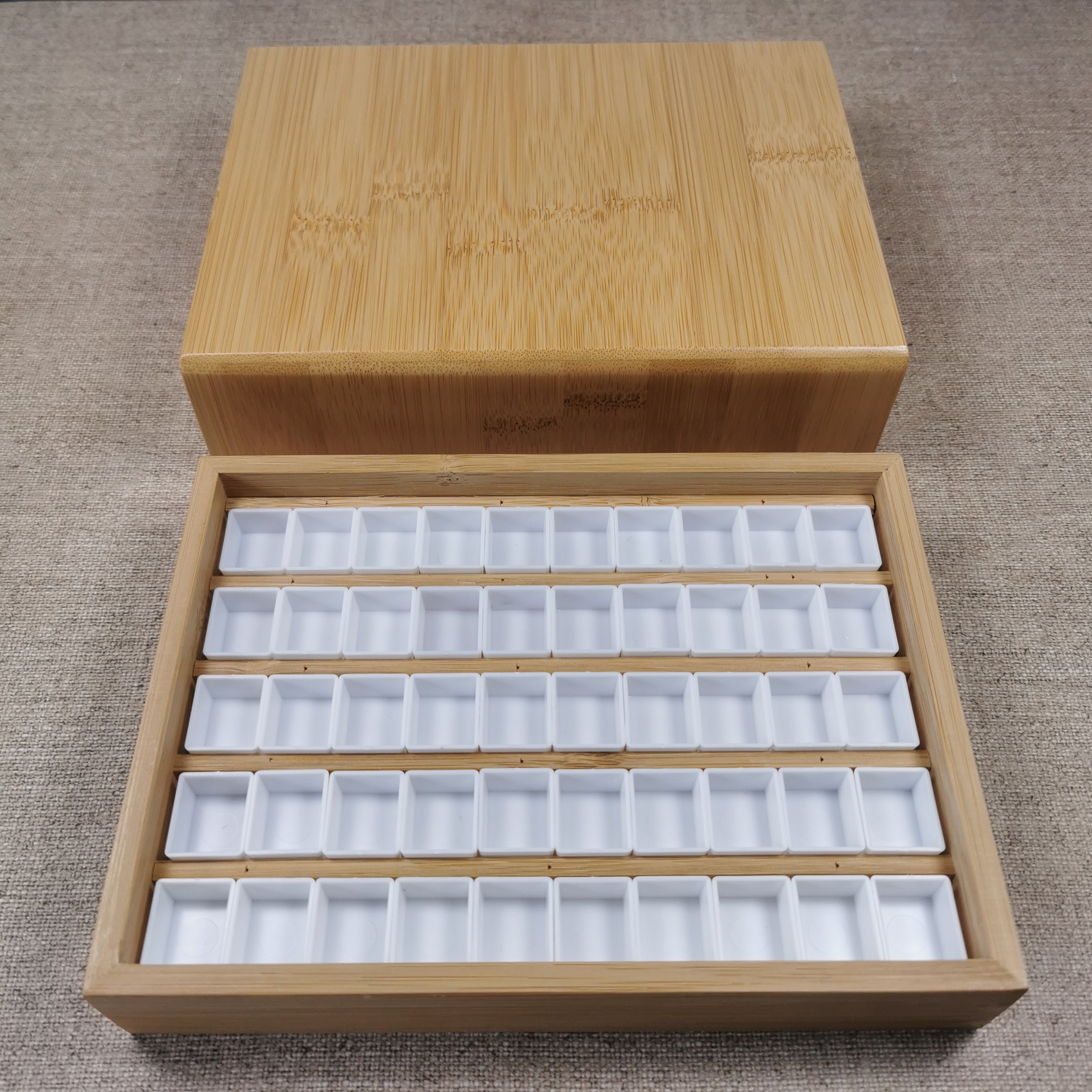 Hand-made Wooden Watercolor Storage Box - Including 50 Half Pans ...