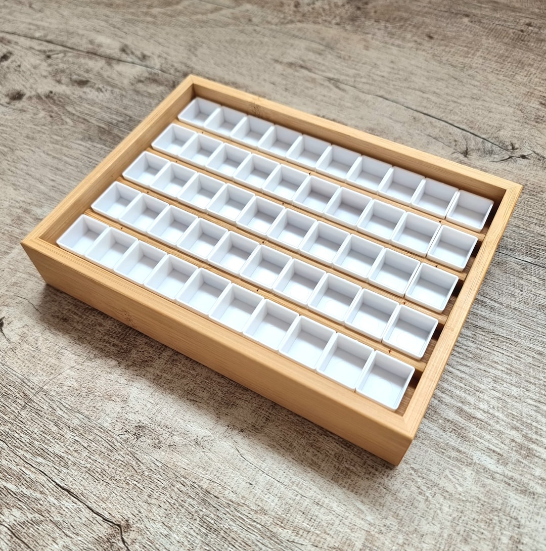 Handmade Wooden Watercolor Tray Palette - Gouache Palette - Bamboo Box ...