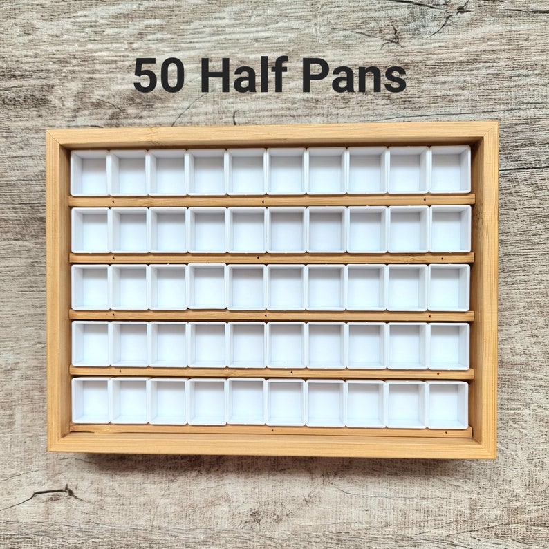Handmade Wooden Watercolor Tray Palette - Gouache Palette - Bamboo Box ...