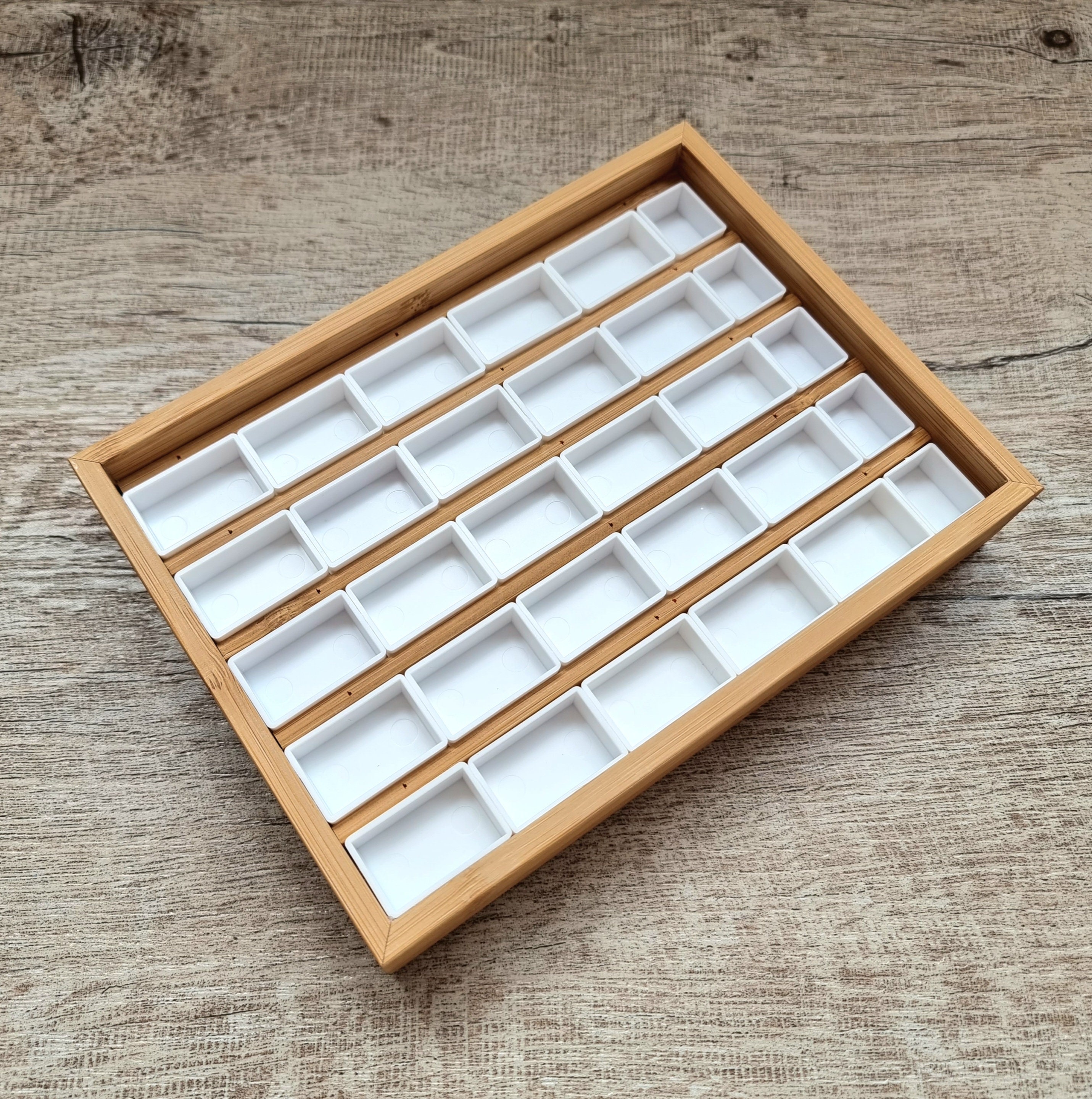 Handmade Wooden Watercolor Tray Palette - Gouache Palette - Bamboo Box ...