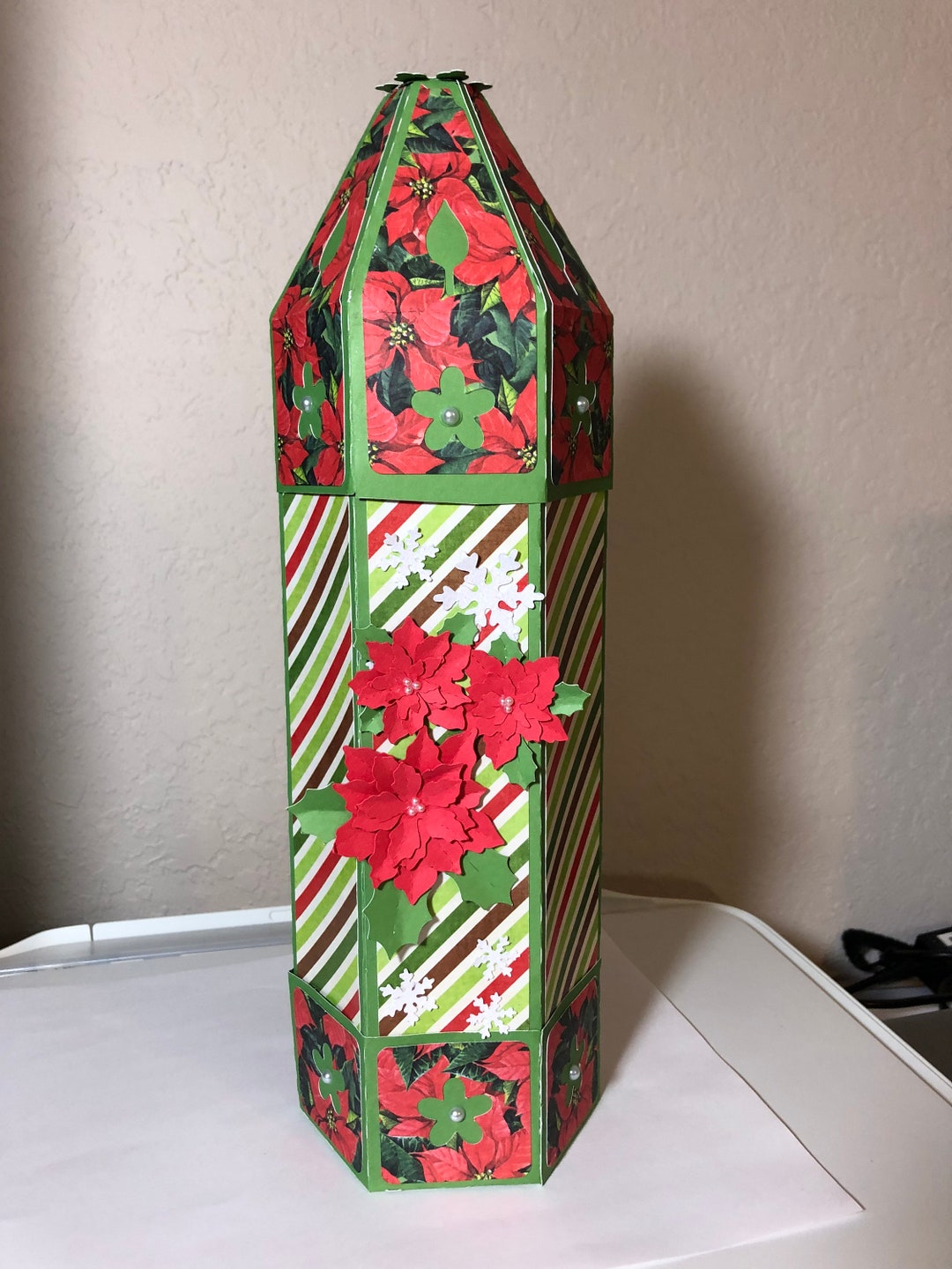 Red and Green Christmas Poinsettia Wine Gift Canister - Etsy