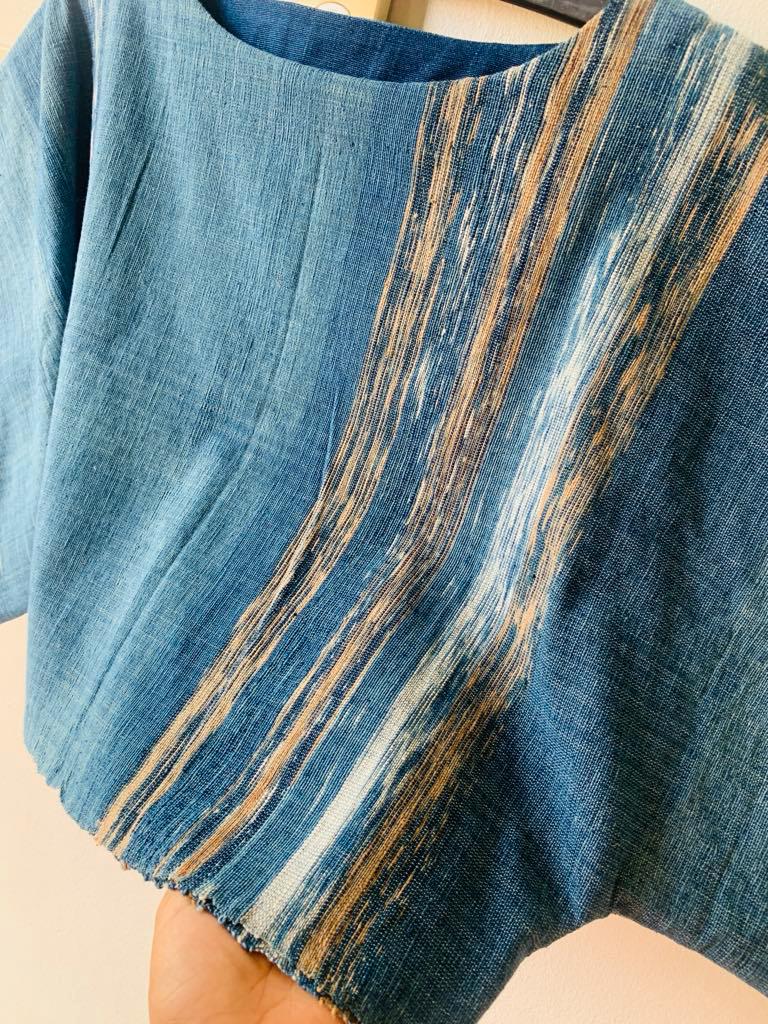 Thai Indigo Handwoven Jacket Kimono Poncho Coat Robe Jumper Shirt ...