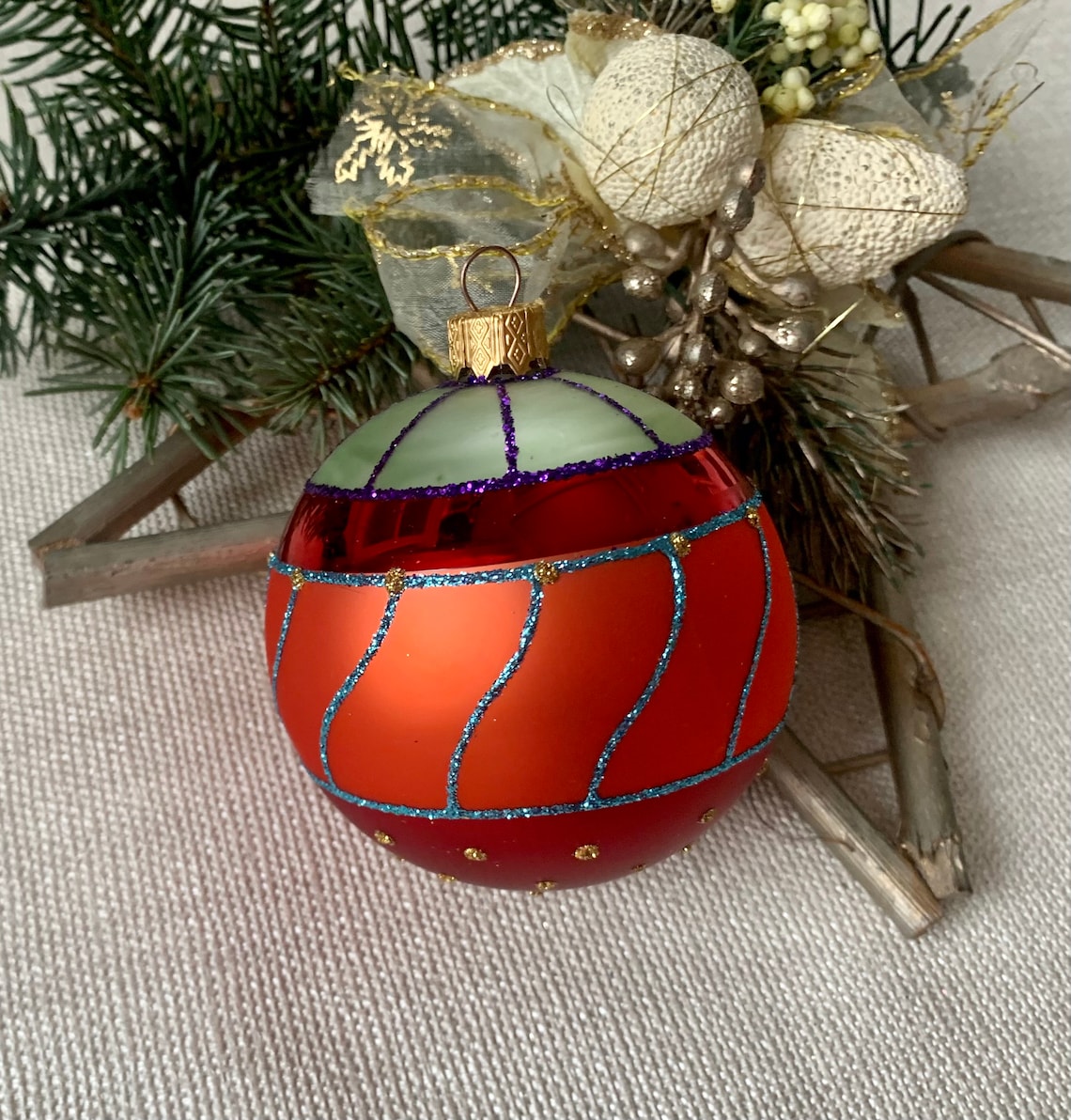 Christmas Glass Ball Ornament Hand Painted Christmas Glass - Etsy