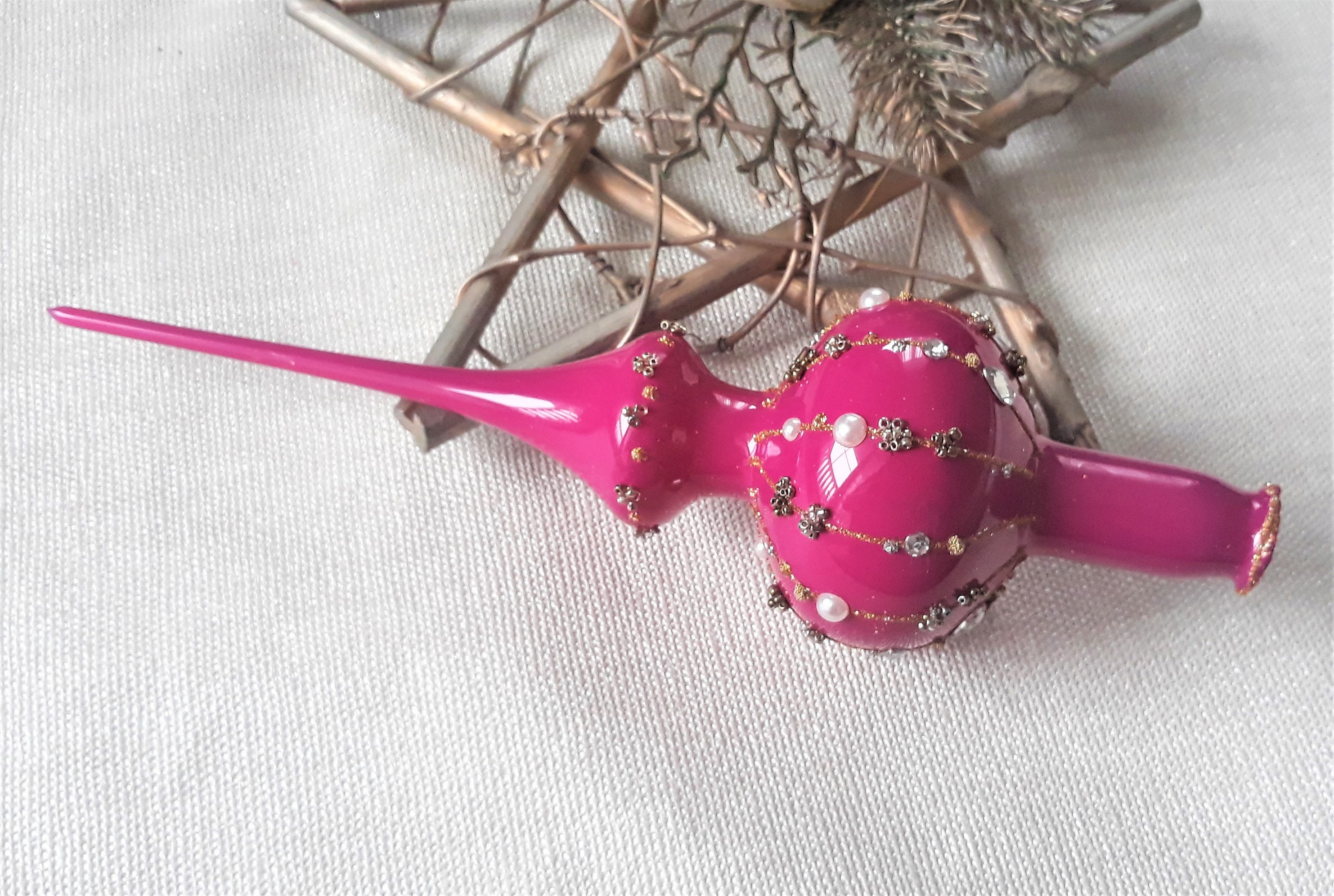 Pink Christmas glass tree topper 10 inchvintage tree topper | Etsy