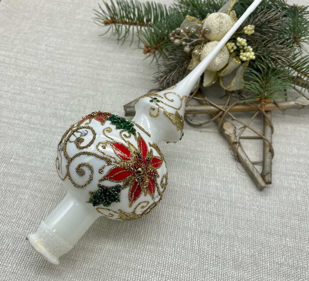 Big Christmas Glass Tree Topper 12 Inch,vintage Tree Topper Christmas ...
