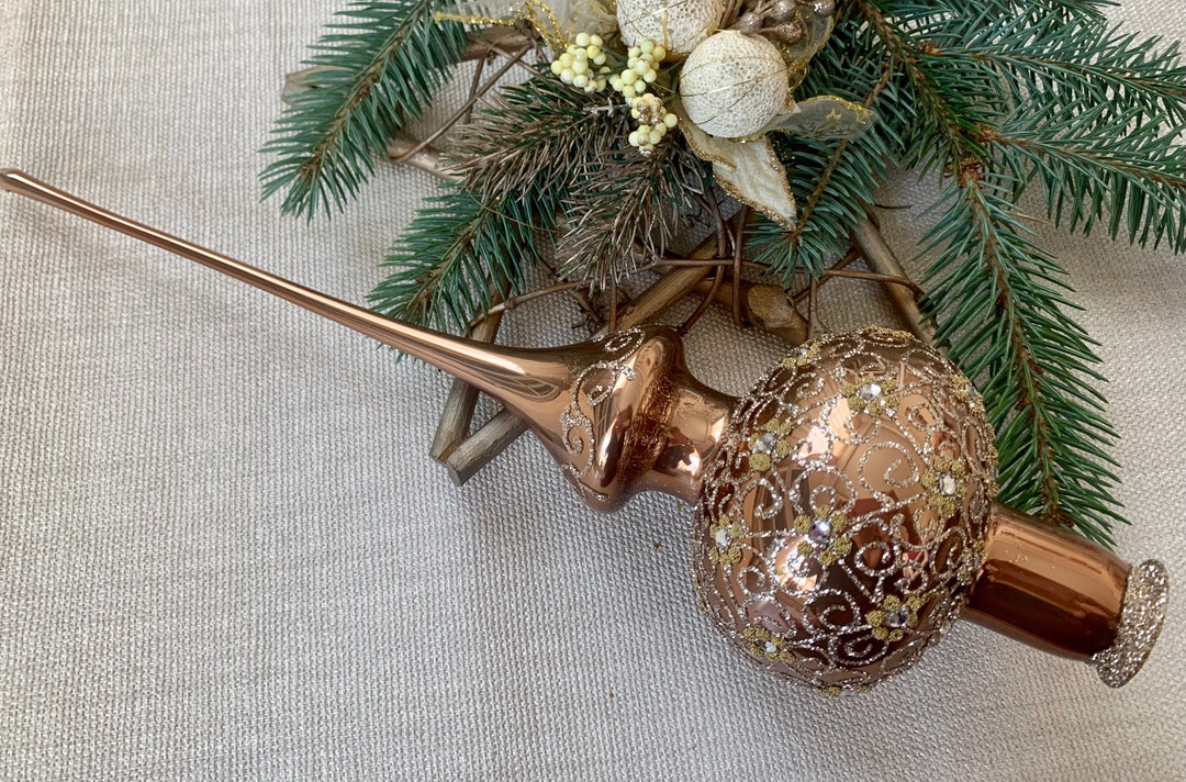 Big Bronze Christmas Glass Tree Topper 12 Inchvintage Tree - Etsy