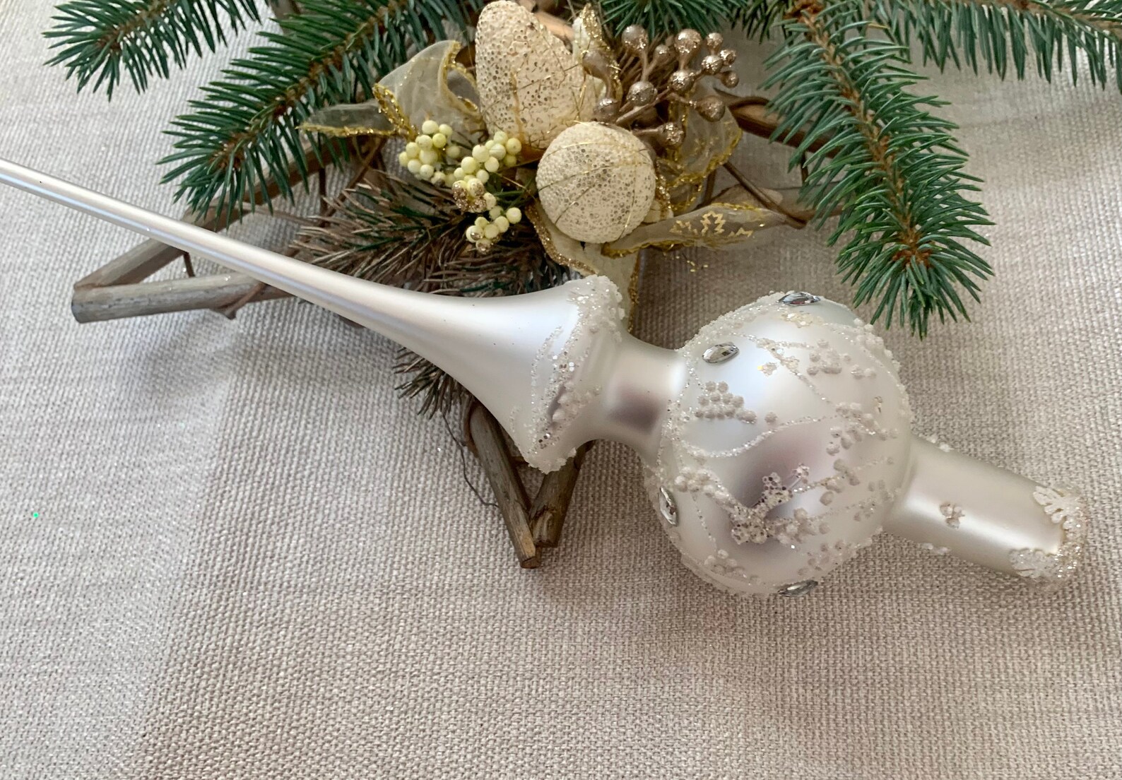 Silver Christmas Glass Tree Topper 10 Inchvintage Tree Topper - Etsy