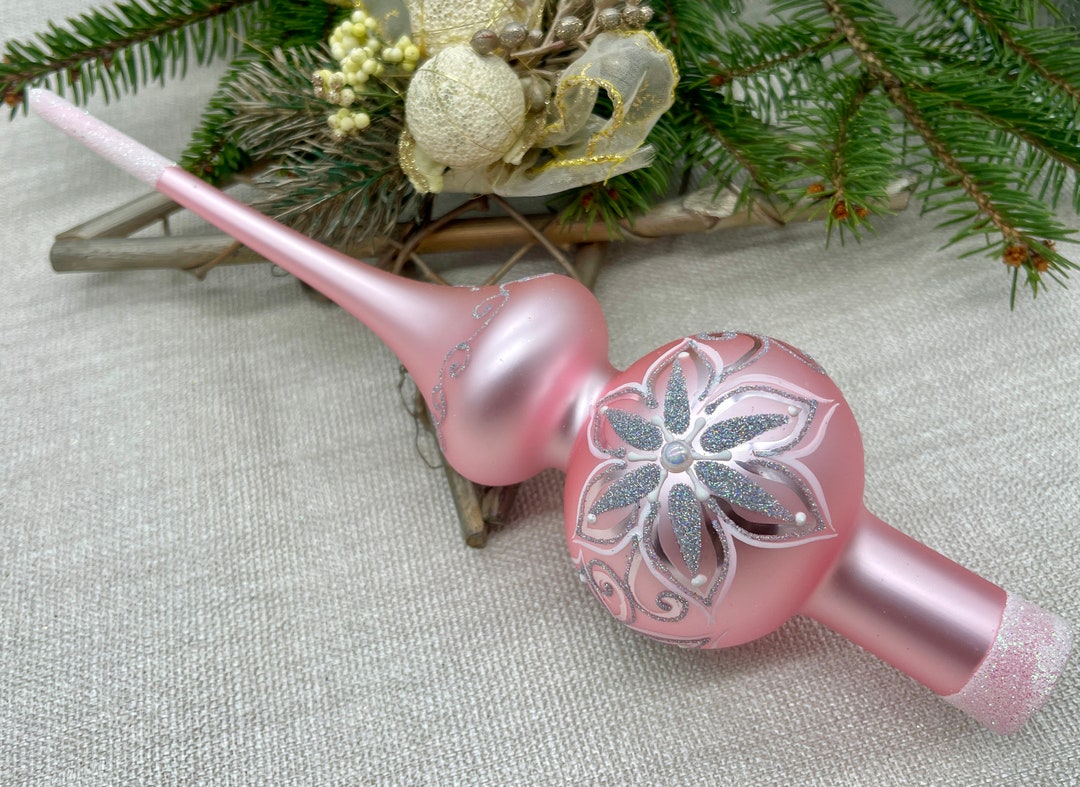 Pink Christmas Tree Topper Mercury Glass Finials Tree Top Festive Spire ...