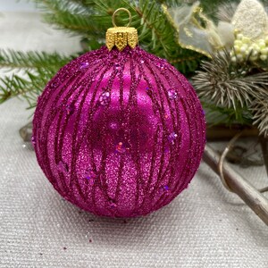 Crimson Christmas Glass Ball Ornament, Hand Painted Christmas Glass ...