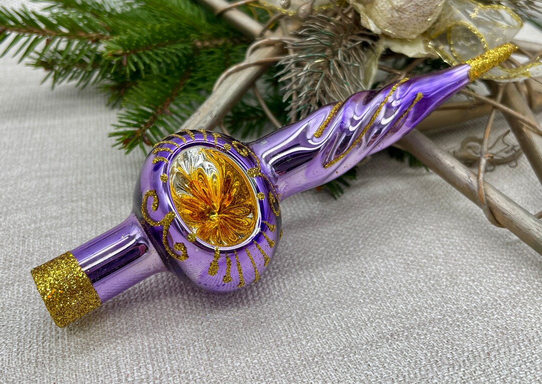 Purple Christmas Glass Tree Topper Teacher Christmas Gifts Glass Finial ...