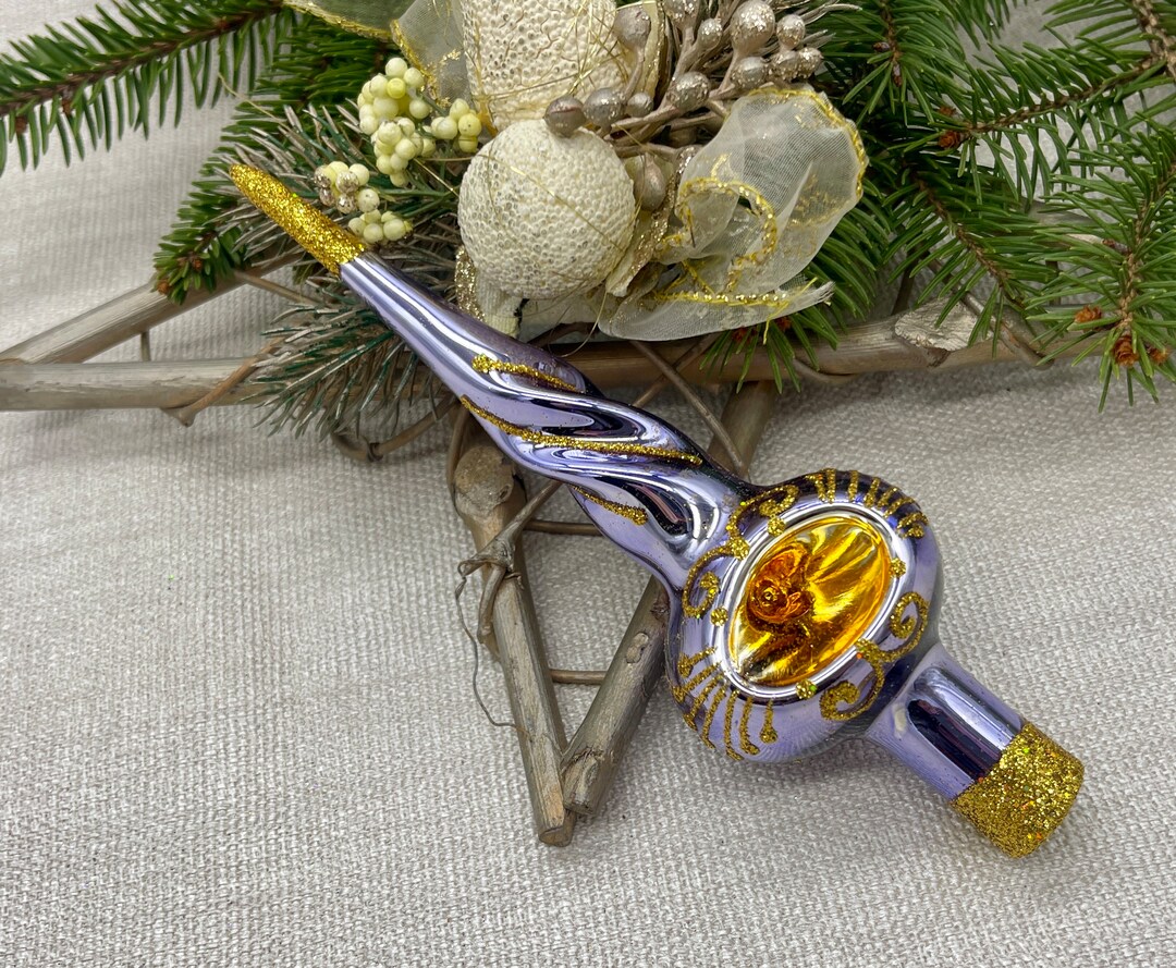 Unique Christmas Gift Purple Christmas Glass Tree Topper Mercury Glass ...