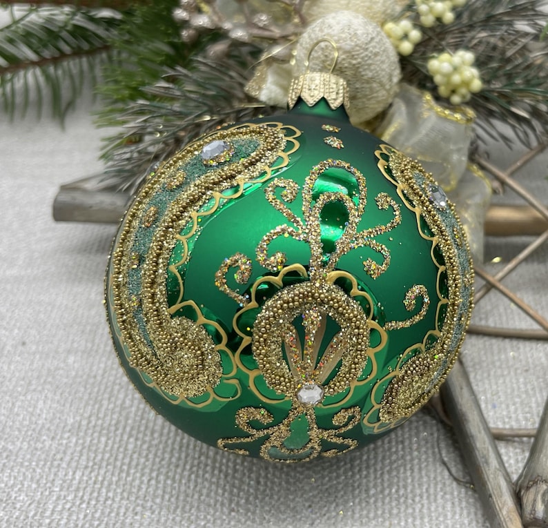 Handmade Green Glass Christmas Ornament – Elegant Christmas Decor 2025 ...
