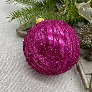 Crimson Christmas Glass Ball Ornament, Hand Painted Christmas Glass ...