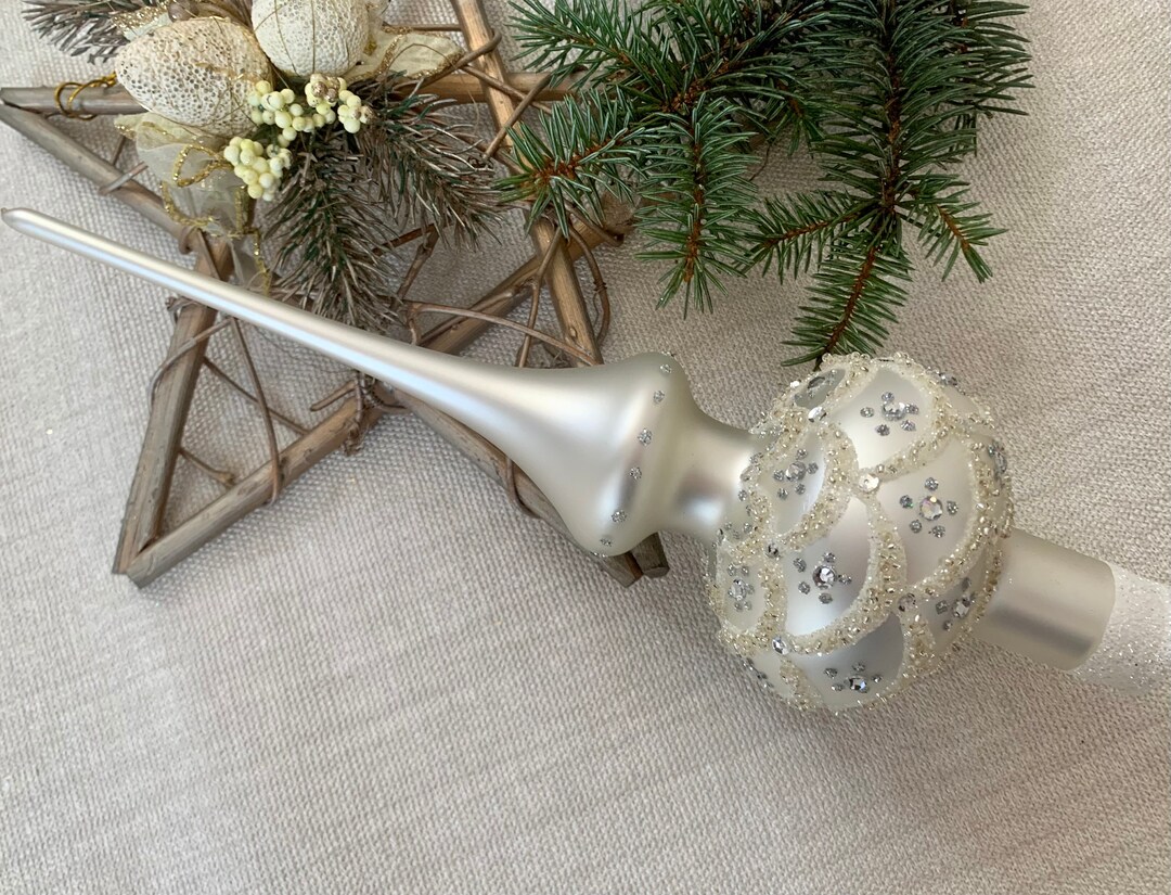 Big Christmas Glass Tree Topper 12 Inch,vintage Tree Topper Christmas ...