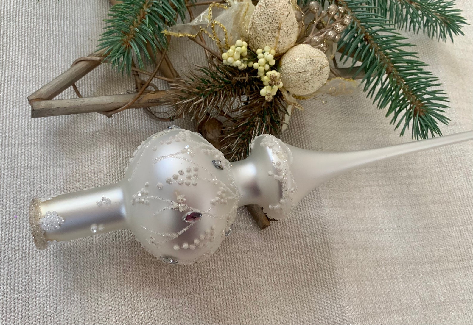 Silver Christmas Glass Tree Topper 10 Inchvintage Tree Topper - Etsy