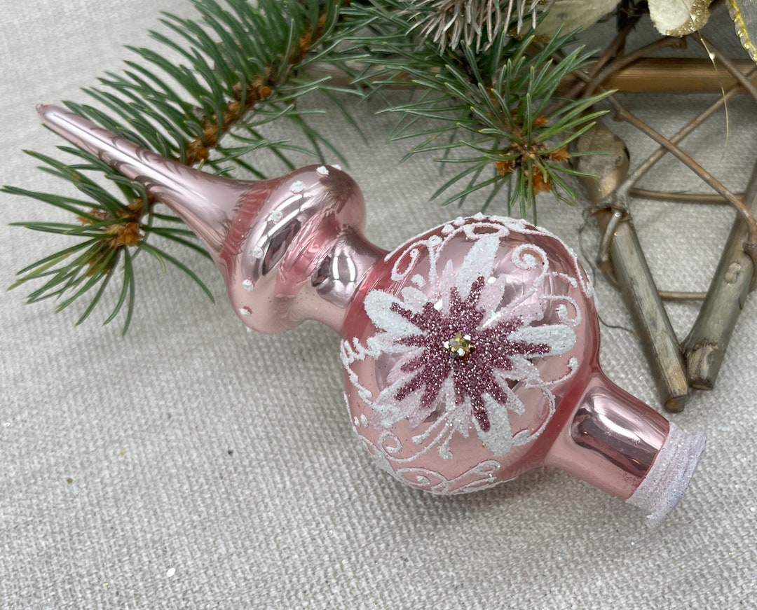Small Pink Christmas Glass Tree Topper 8 Inch, Vintage Tree Topper ...