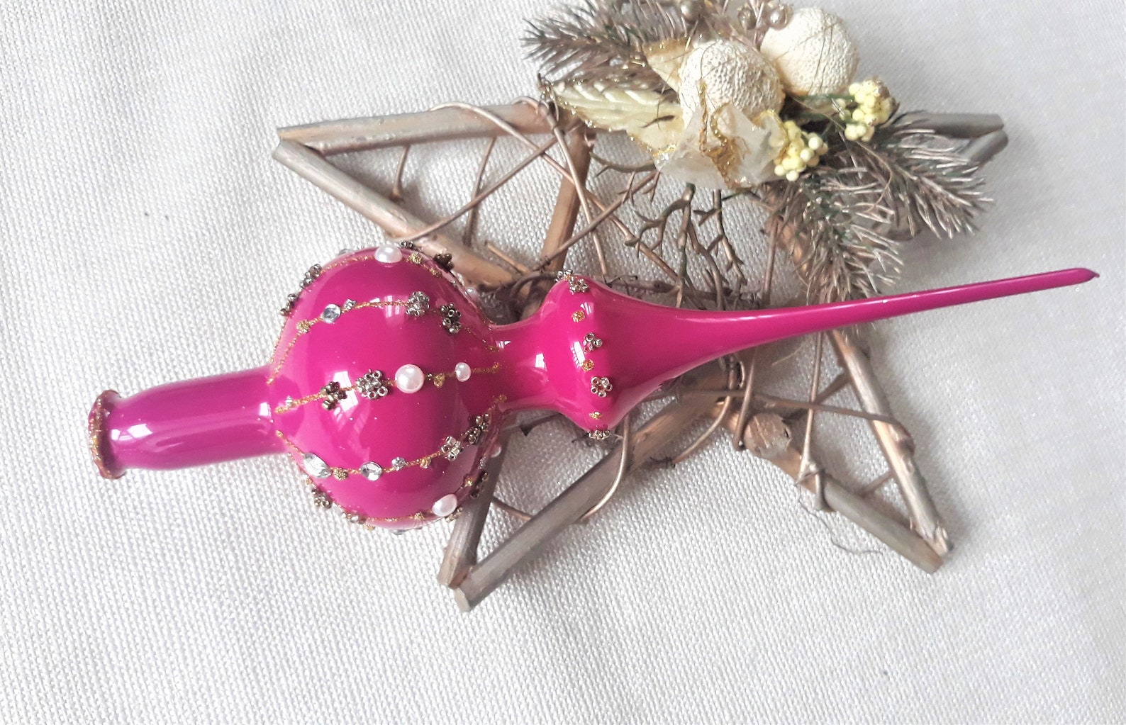 Pink Christmas Glass Tree Topper 10 Inchvintage Tree Topper - Etsy UK