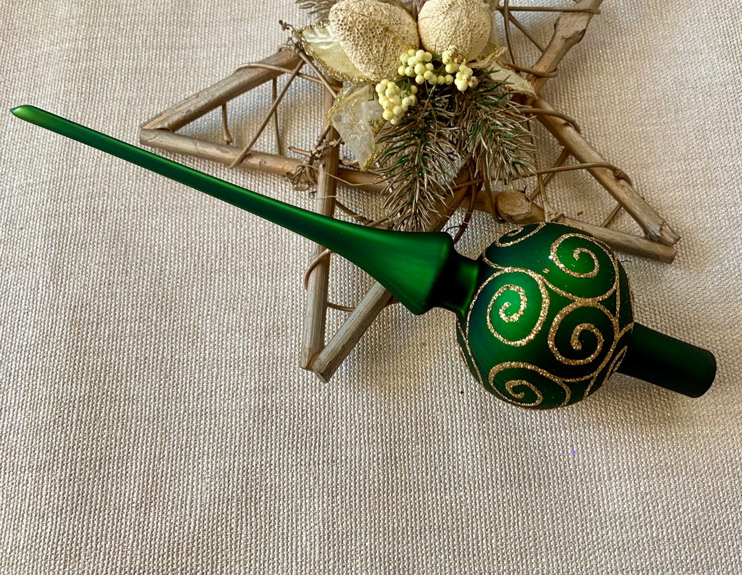 Green Christmas Glass Tree Topper 9 Inchvintage Tree Topper - Etsy UK