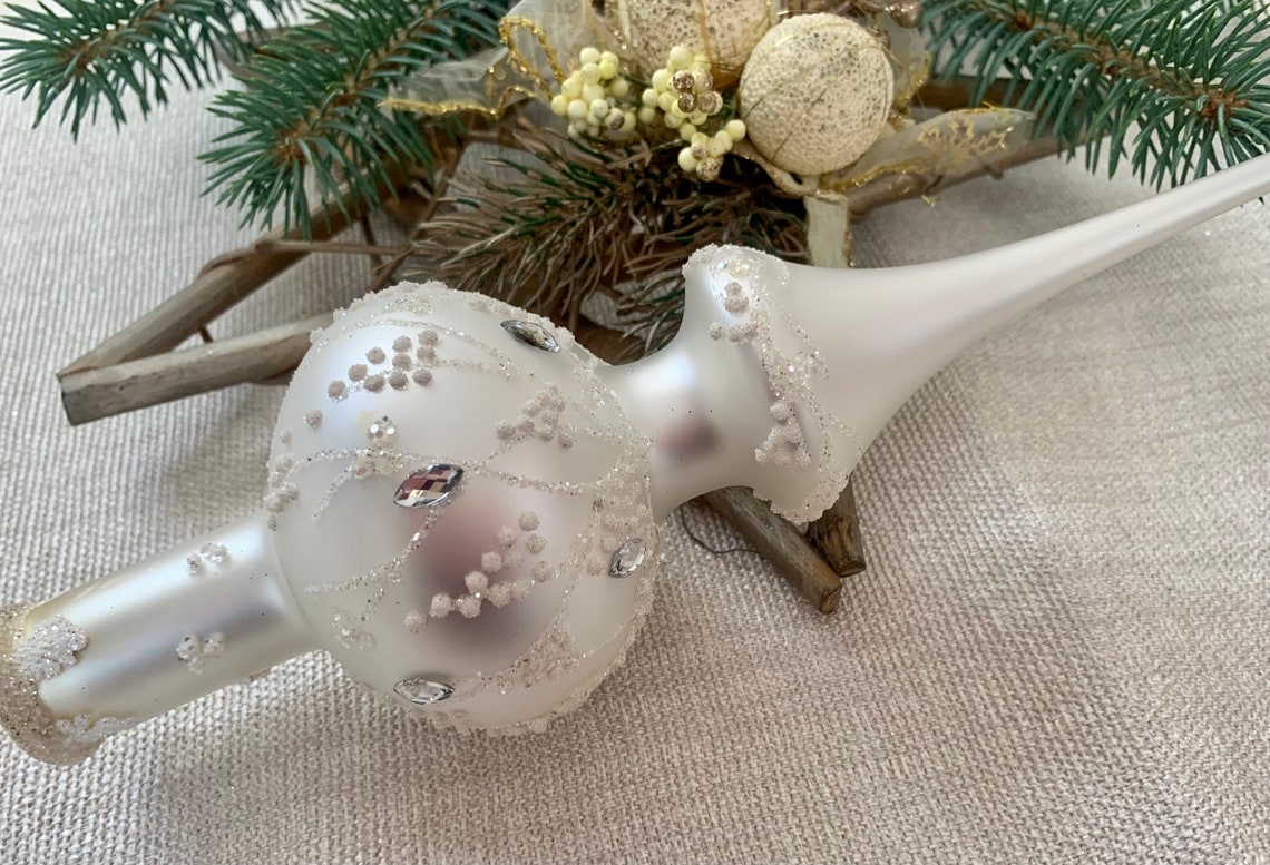 Silver Christmas Glass Tree Topper 10 Inchvintage Tree Topper - Etsy