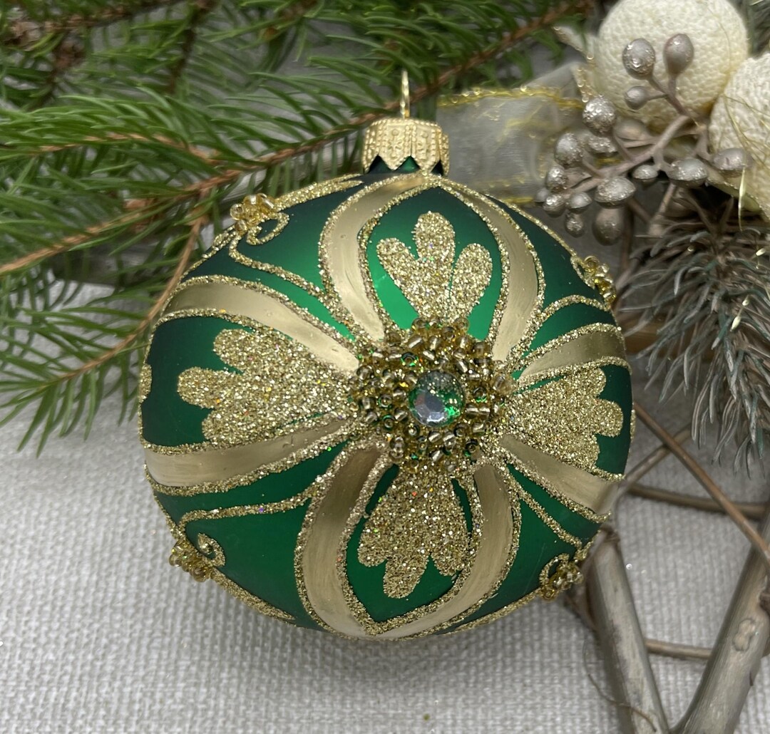 Handmade Green Glass Christmas Ornament – Elegant Christmas Decor 2025 ...