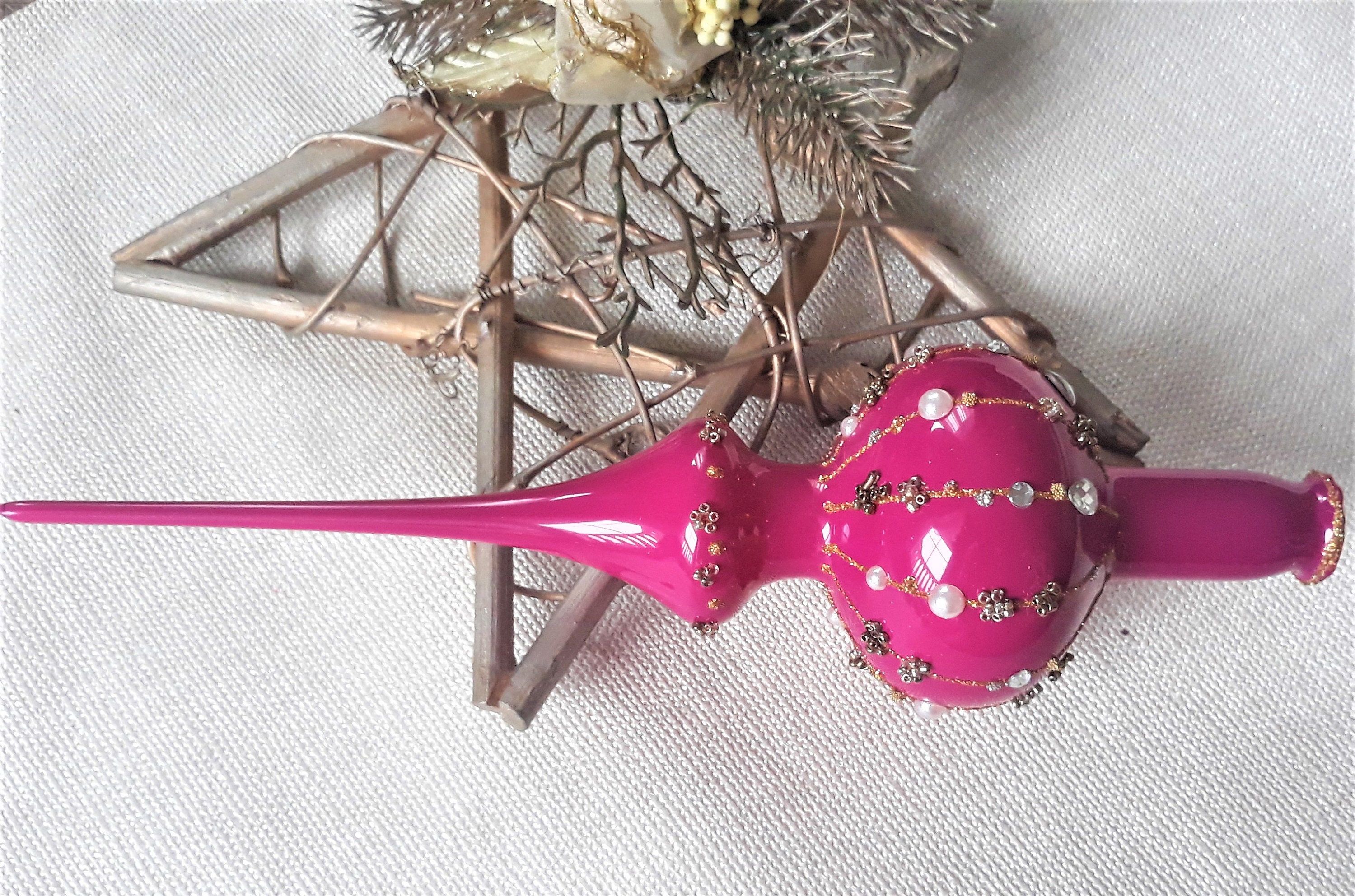 Pink Christmas Glass Tree Topper 10 Inchvintage Tree Topper - Etsy UK