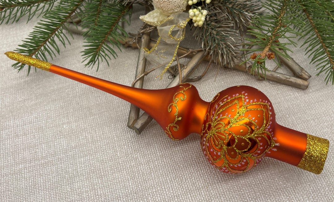 Bronze With Gold Christmas Glass Tree Topper 9 Inch,vintage Tree Topper ...