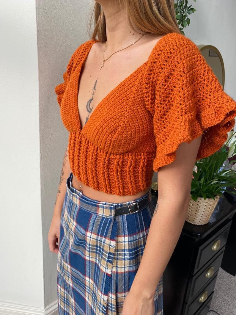 Frilly Crochet Crop Top Etsy Uk