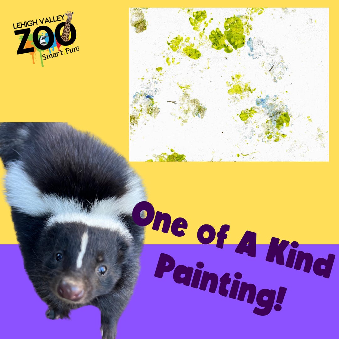 Skunk Footprint Art - Green Animal Painting on Canvas (8x10) - Etsy