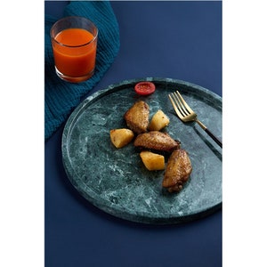 Large Green Marble Tray, Marble Round Decorative Tray, Jewelry Tray ...