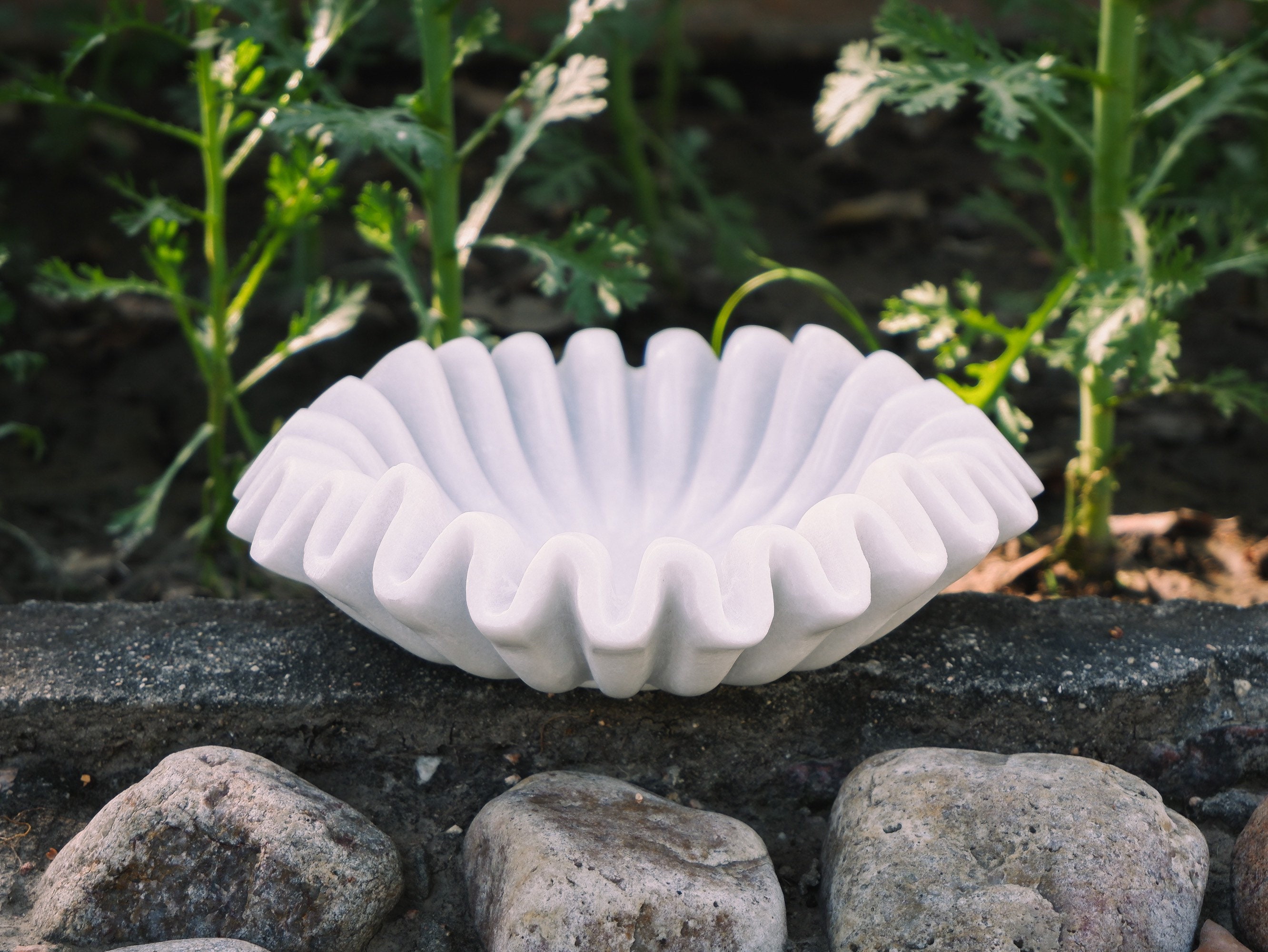 Marble Ruffle Bowl Marble Fluted Bowl Scalloped Bowls | Etsy Canada