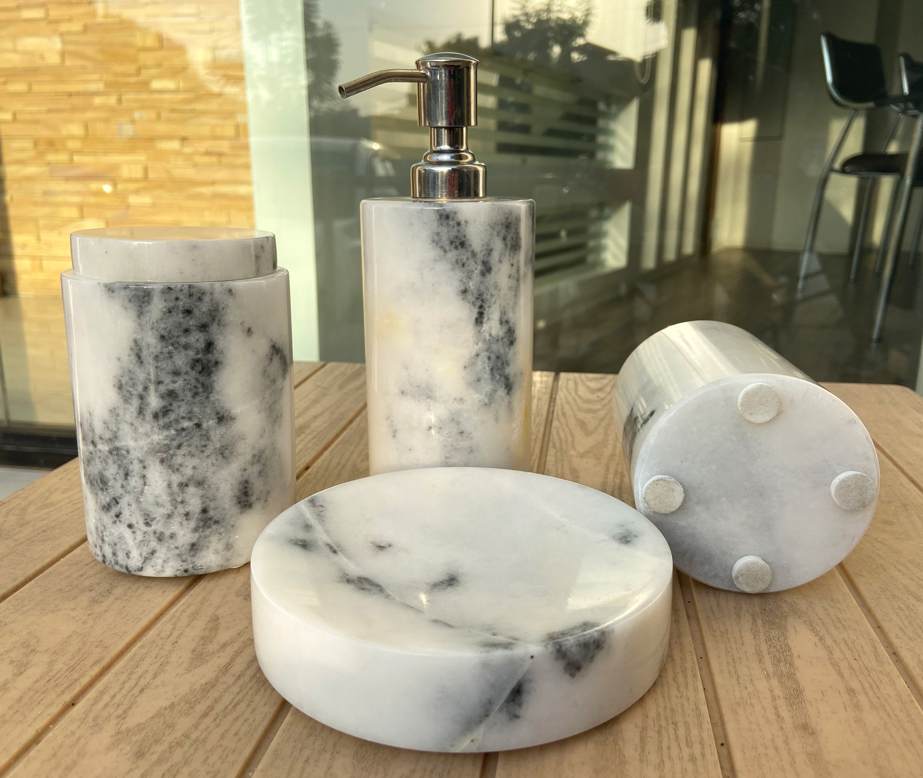 Bathroom Accessories Set Marble Bathroom Set Luxurious - Etsy