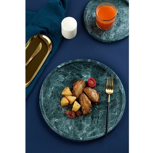 Large Green Marble Tray, Marble Round Decorative Tray, Jewelry Tray ...