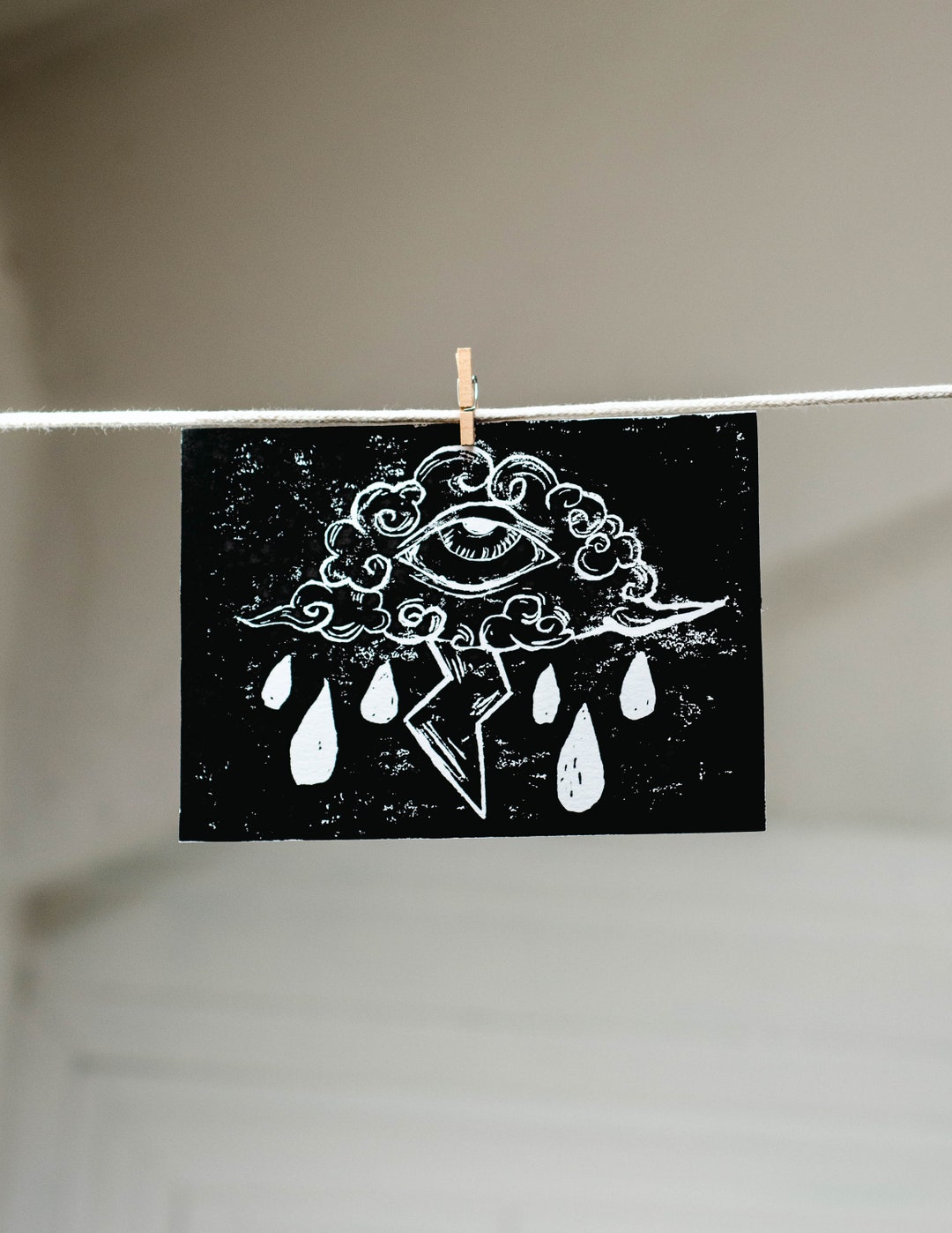 Eye Cloud Linocut - Etsy