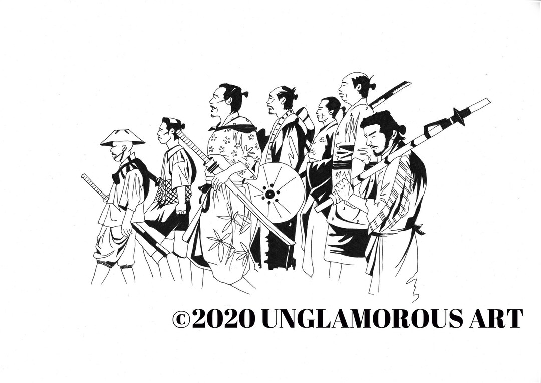 Seven Samurai Pen Painting Poster - Etsy