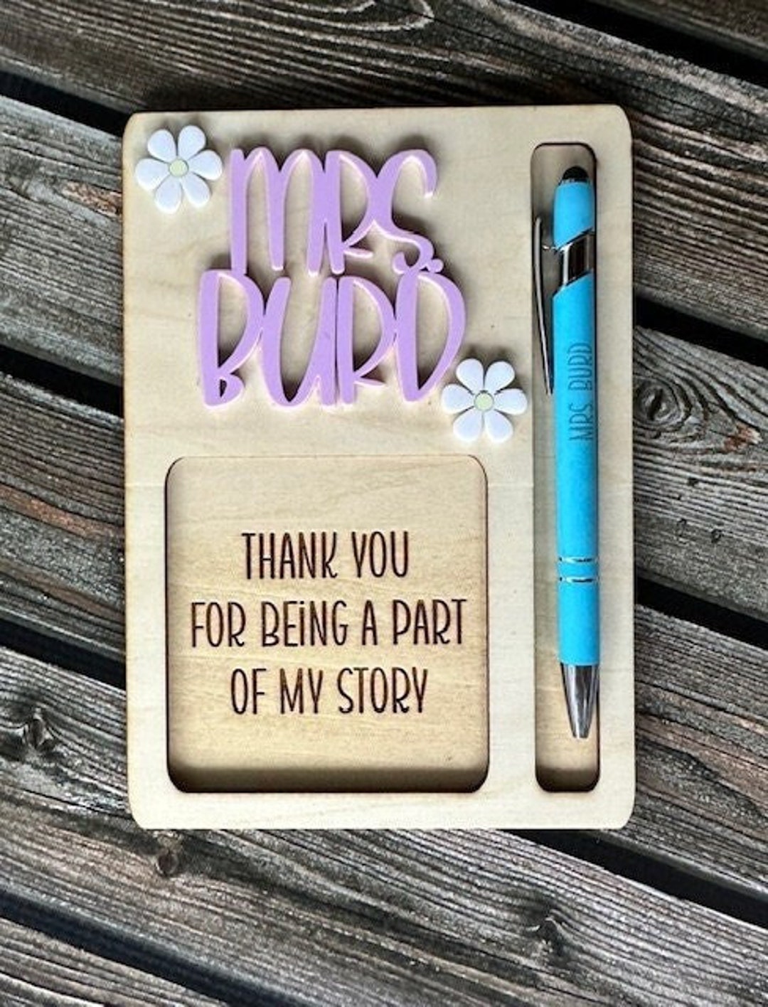 Personalized Desktop Sticky Note Holder (wood and Acrylic) With ...