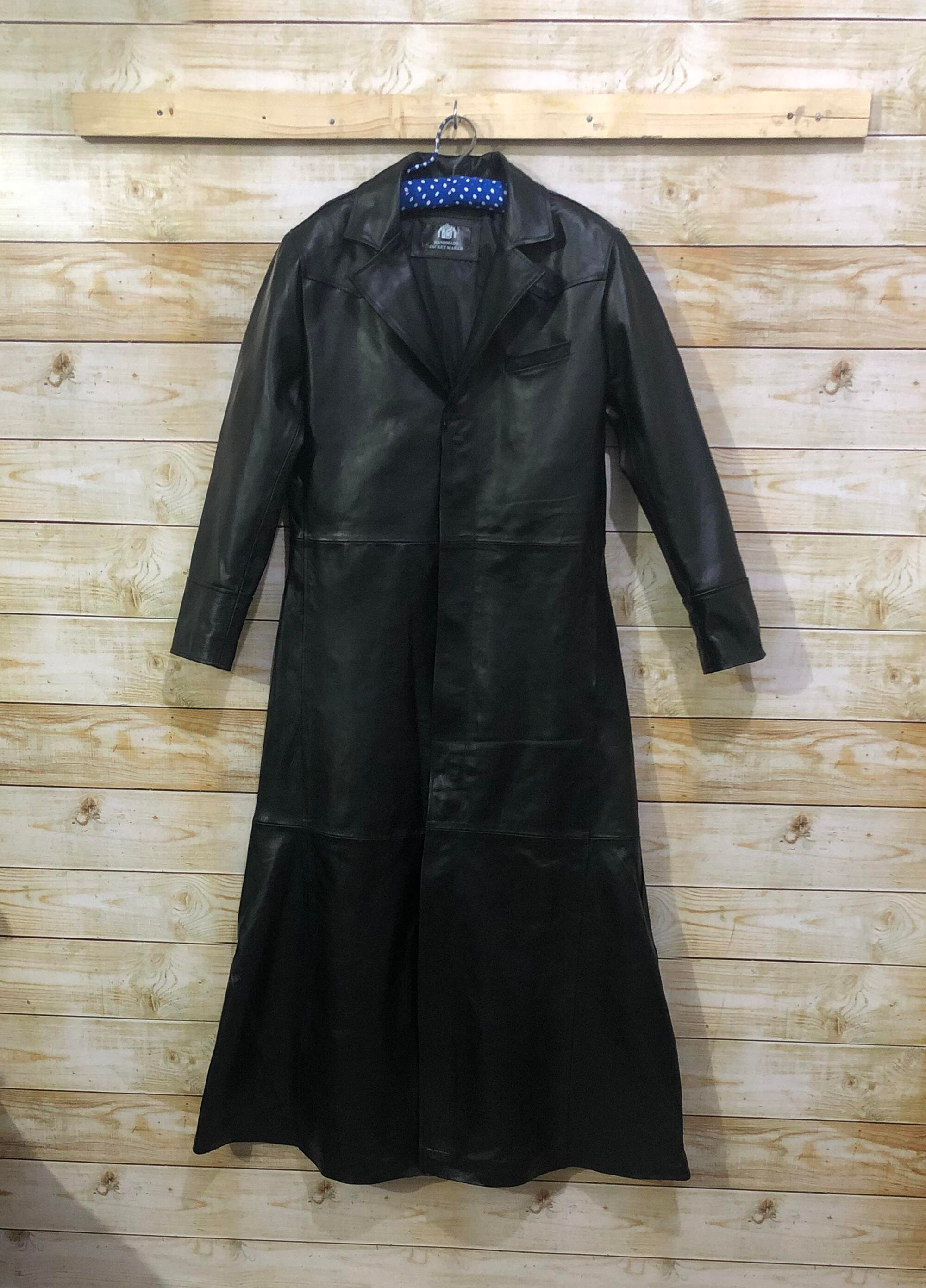 Mens Leather Duster Gothic Style Trench Coat Genuine Cow - Etsy