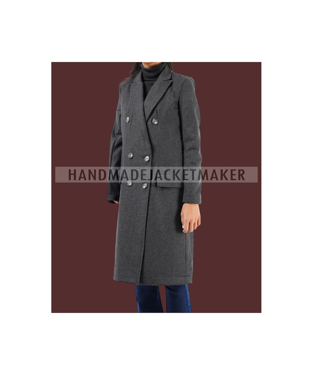 Handmade Grey Wool Coat Women Grey Double Breasted Wool Coat Grey Wool ...