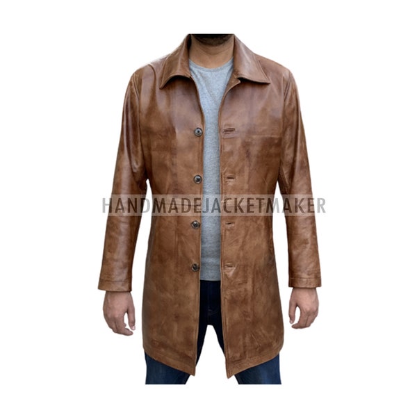 Mens Three Quarter Leather Coat - Etsy